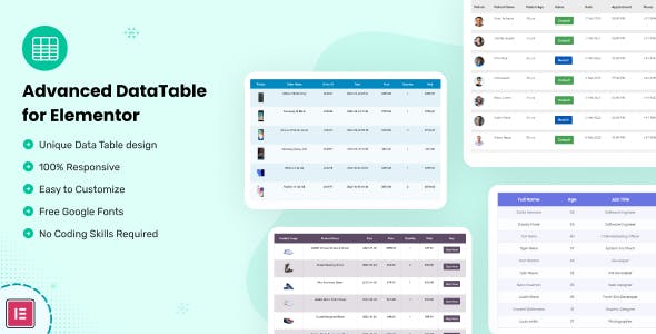 Datalentor - Advanced DataTable for Elementor